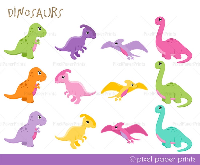 Buy Dinosaur Clipart DINOSAURS FOR GIRLS Clip Art and Digital Online in ...