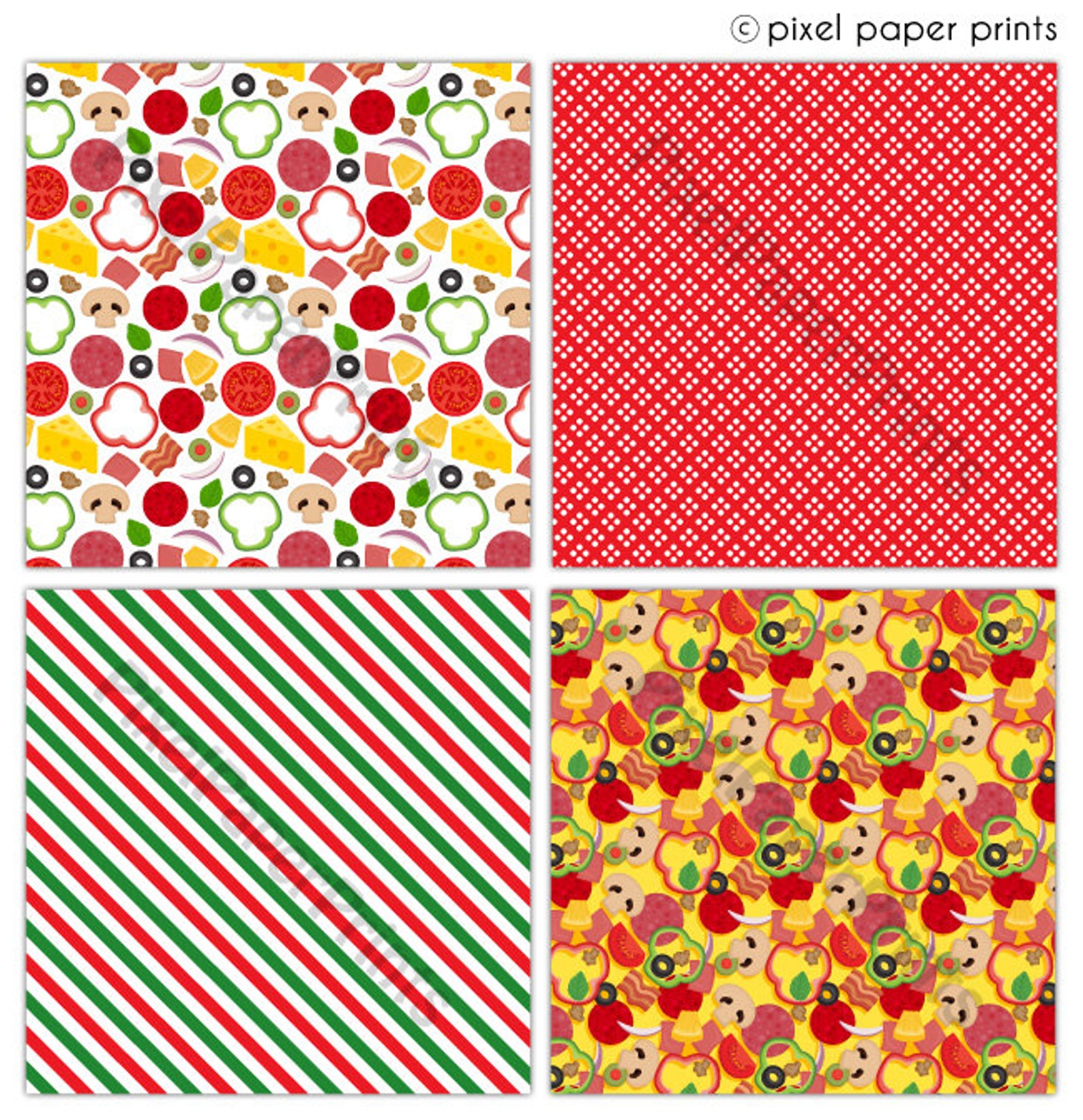 Pizza Papers- Digital Paper Set - Pizza Party - Etsy