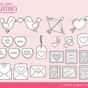 Valentines Day Digital Stamps - Cute Little Valentine's - Love Clip Art ...