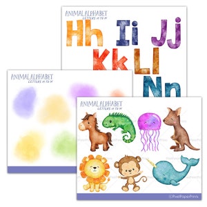 Watercolor Animal Alphabet Clipart: A-Z Graphics (digital Download) - Etsy