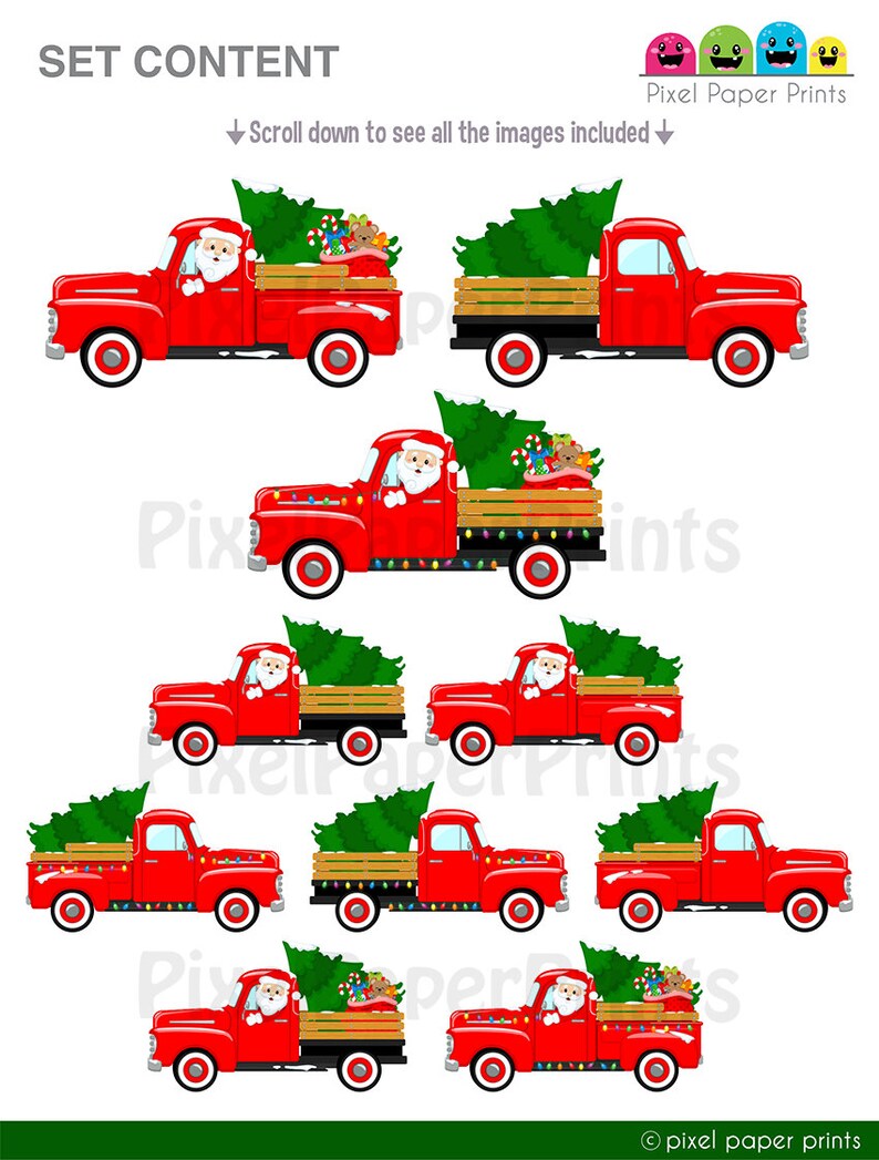 Christmas Truck Christmas Clip Art Digital Download - Etsy