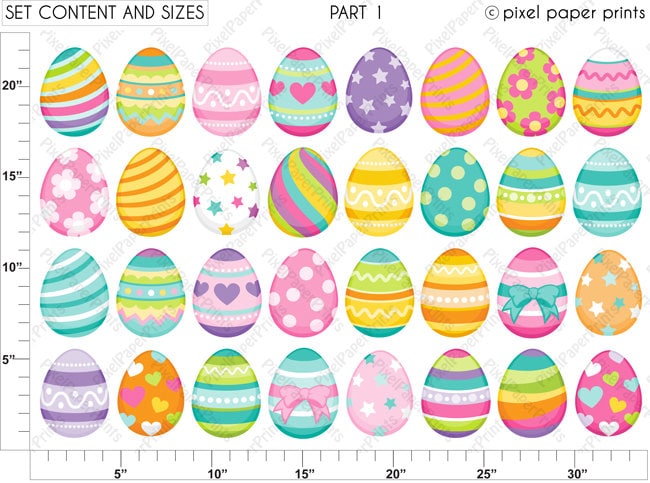 Easter Eggs Clipart Clip Art and Digital Paper Set Digital - Etsy