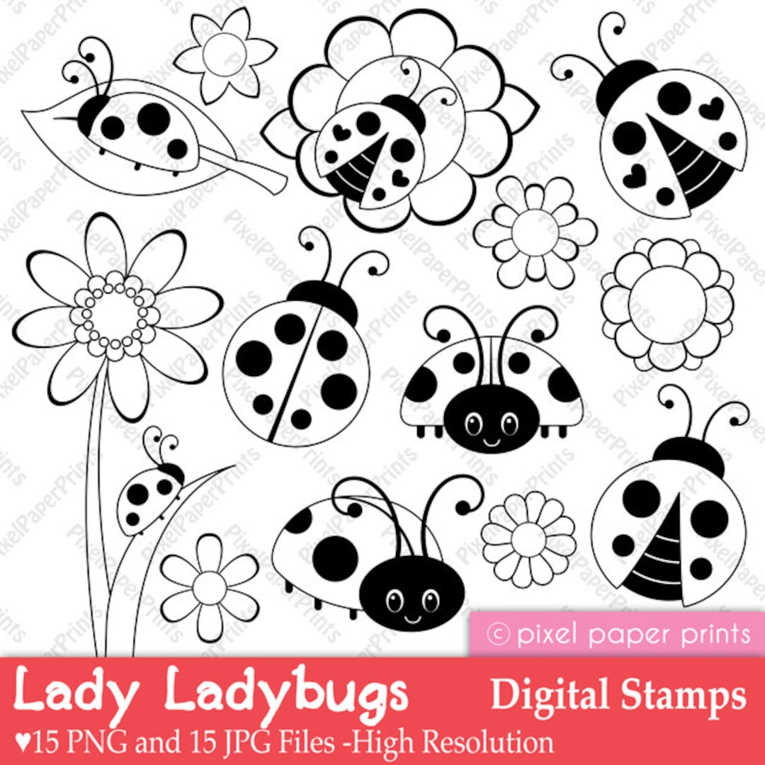 Lady Ladybug - Digital Stamps - Etsy