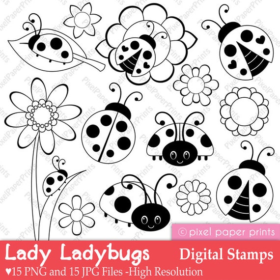 Lady Ladybug - Digital Stamps by Pixel Paper Prints | Catch My Party