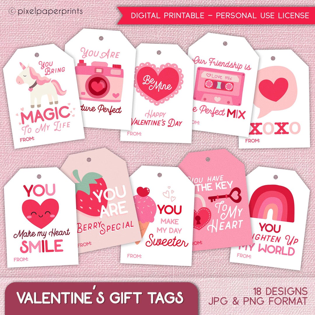 Printable Valentine's Day Gift Tags - Printable - 18 Designs ...
