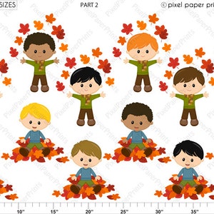 Autumn Boys - Fall Clipart - Clip Art and Digital Paper Set - Digital ...