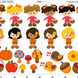 Autumn Girls Clipart: Fall Digital Paper Set (digital Download) - Etsy