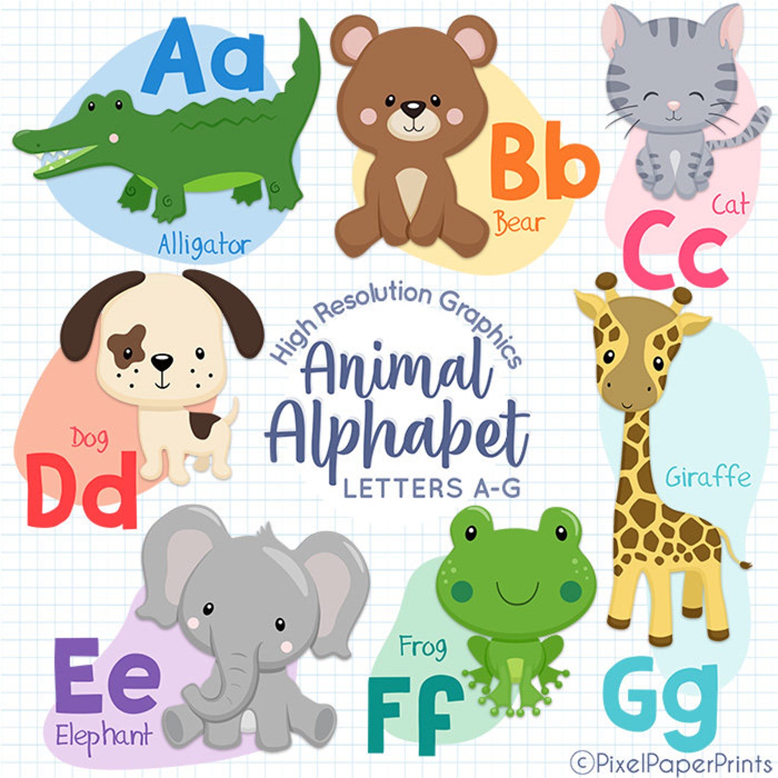 Animal Alphabet Complete Collection LETTERS A TO Z Clipart - Etsy