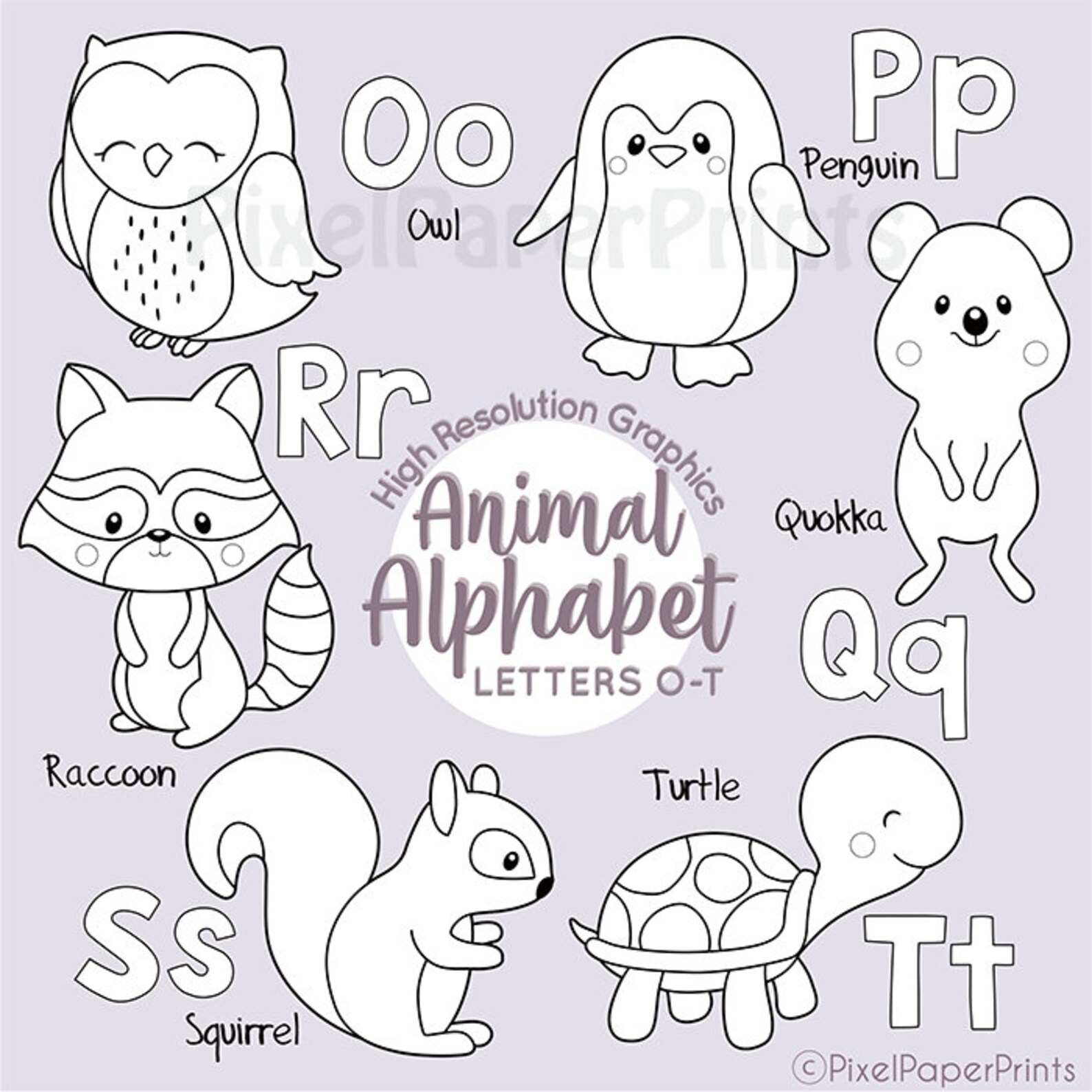 Animal Alphabet Collection A to Z Digital Stamps ABC Clip - Etsy