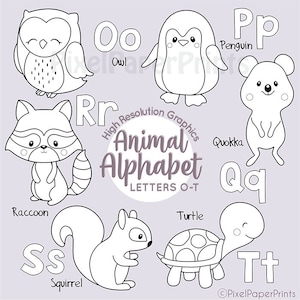 Animal Alphabet Collection A to Z - Digital Stamps - ABC Clip Art ...