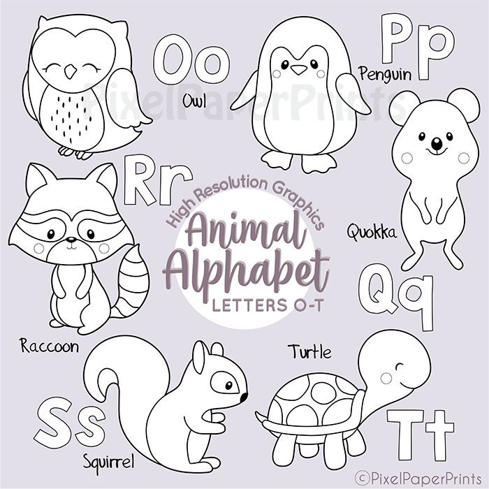 Animal Alphabet Collection A to Z - Digital Stamps - ABC Clip Art ...