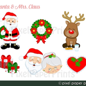 Santa and Mrs. Claus Clip Art - Christmas Clipart - Santas Wife Digital ...