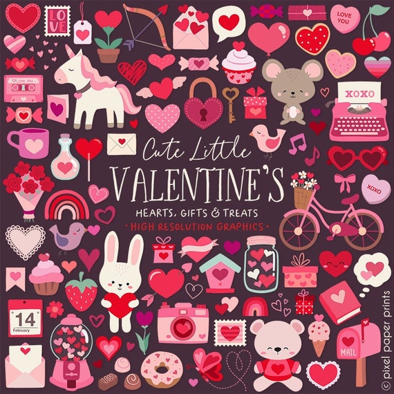 Valentine's day clipart - Cute little valentine's hearts gifts and ...