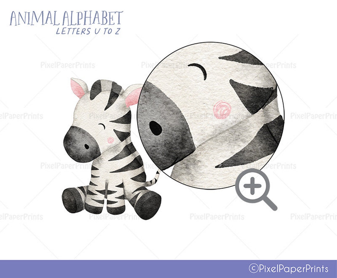 Watercolor Animal Alphabet LETTERS U TO Z Clipart and - Etsy