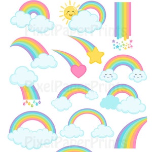 Just Rainbows - Pastel Colors Rainbow Clip Art - Digital Clip Art ...