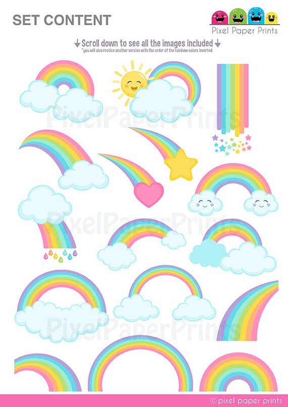 Just Rainbows - Pastel Rainbow Clip Art — PixelPaperPrints