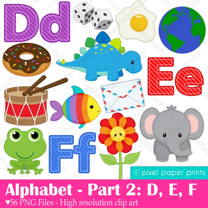 Alphabet Clipart Part 2 - ABC Clip Art - DEF - School Clip Art - Etsy