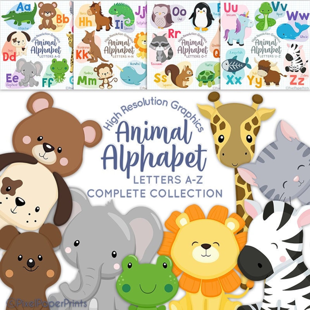 Animal Alphabet - Complete Collection LETTERS A TO Z - Clipart and ...