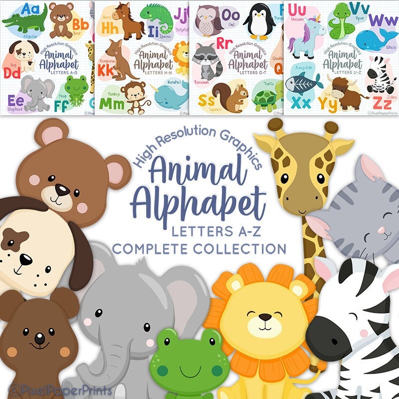 Animal Alphabet Complete Collection LETTERS A TO Z Clipart - Etsy