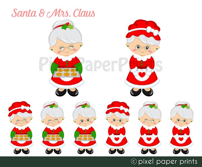 Santa and Mrs. Claus Clip Art - Christmas Clipart - Santas Wife Digital ...