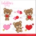 Valentine's Day Clip Art - Cute Love Bear, Swans and Hearts - Digital ...