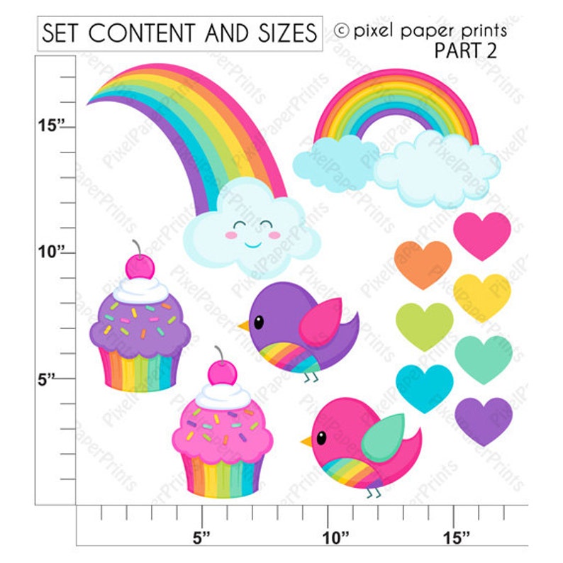 Rainbow Clipart - RAINBOW GIRLS - Clip Art and Digital Paper Set - Etsy