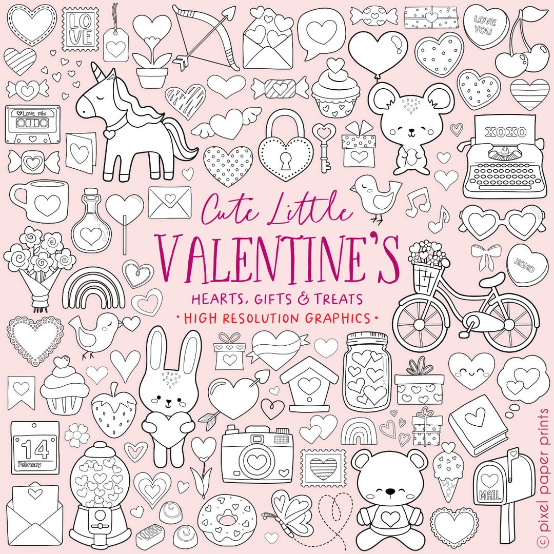 Valentines Day Digital Stamps - Cute Little Valentine's - Love Clip Art ...