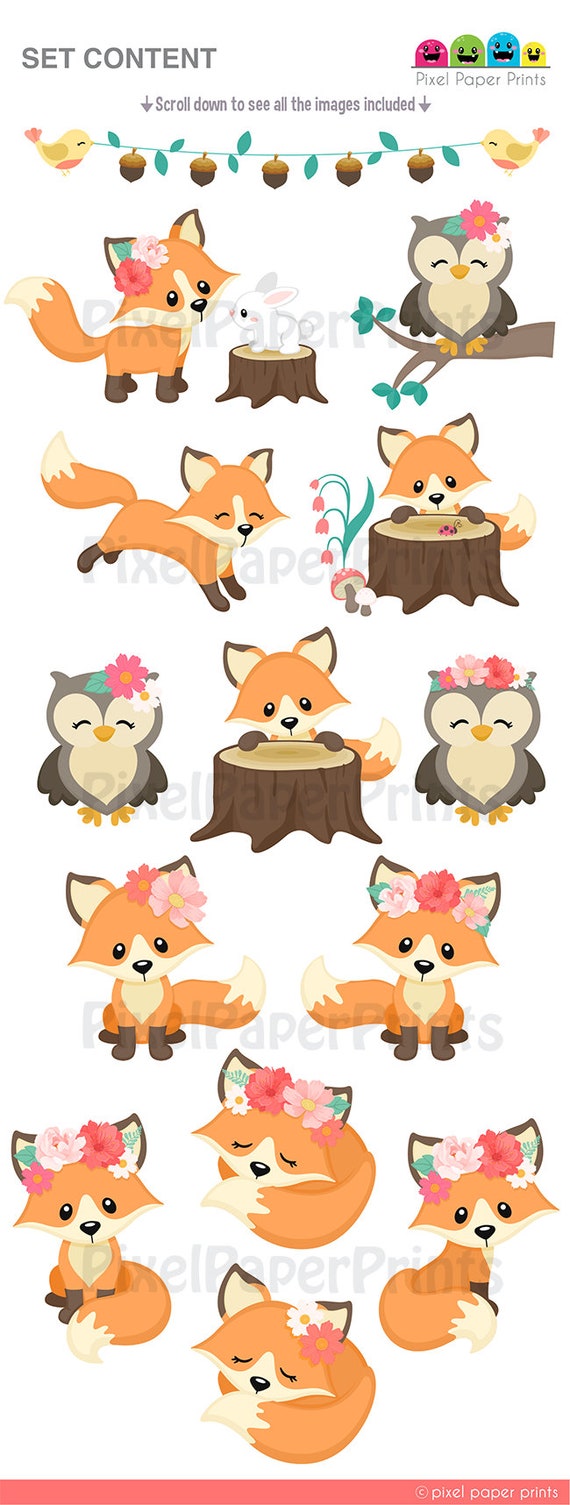 Whimsical Fox - Clip Art — PixelPaperPrints