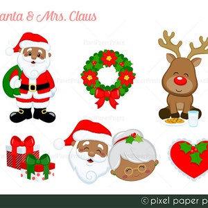 Santa and Mrs. Claus - Christmas Clipart - Black Santa Claus - Clip Art ...