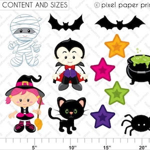 Spooky Friends - Halloween Clipart - Clip Art and Digital Paper Set - Etsy