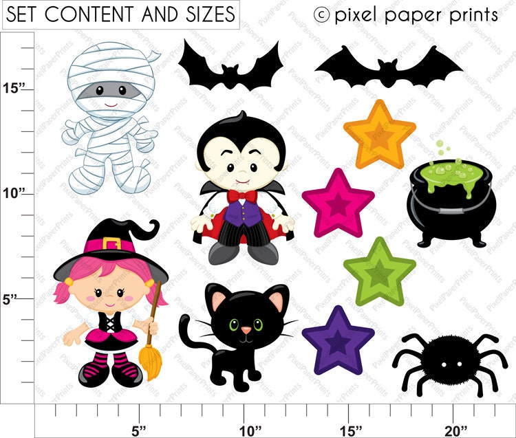 Spooky Friends - Halloween Clipart - Clip Art and Digital Paper Set ...