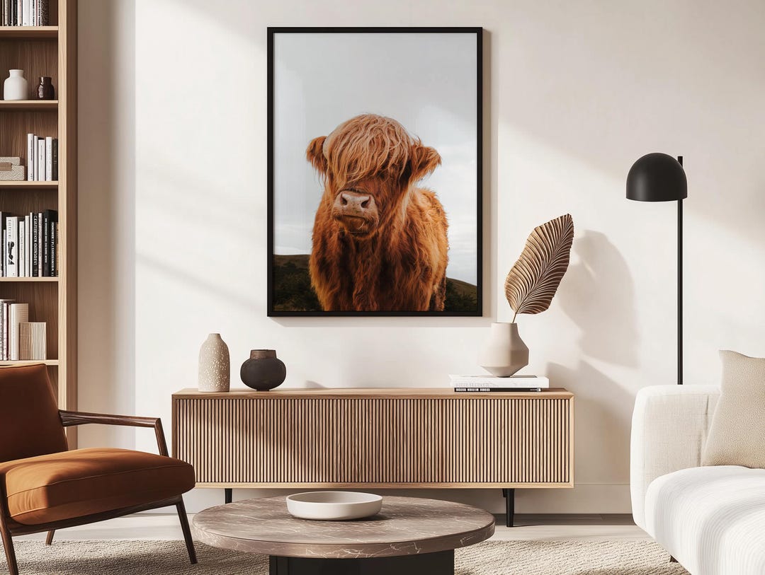 Rustic Highland Cow Wall Art Print, Farmhouse Decor, Scotland Animal ...