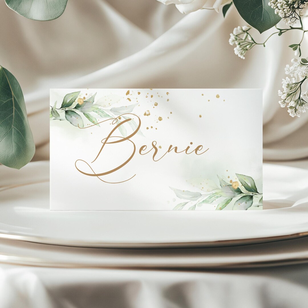 Editable Sage Green Name Place Card Holder Template - Etsy