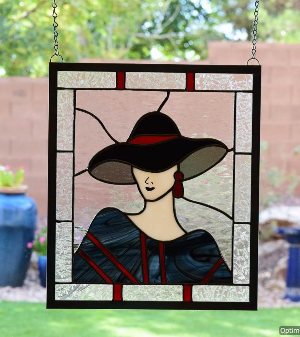 Stained Glass Lady With Floppy Hat - Etsy