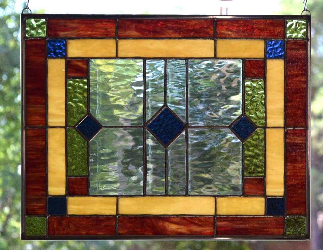 Mission Style Stained Glass Panel - Etsy