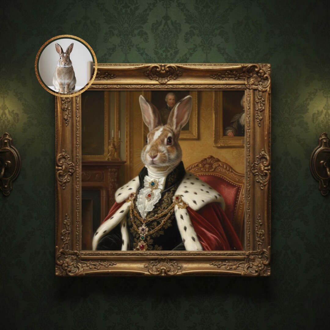 Royal Portrait of a Monarch Rabbit, Custom Classic Painting, Baroque ...
