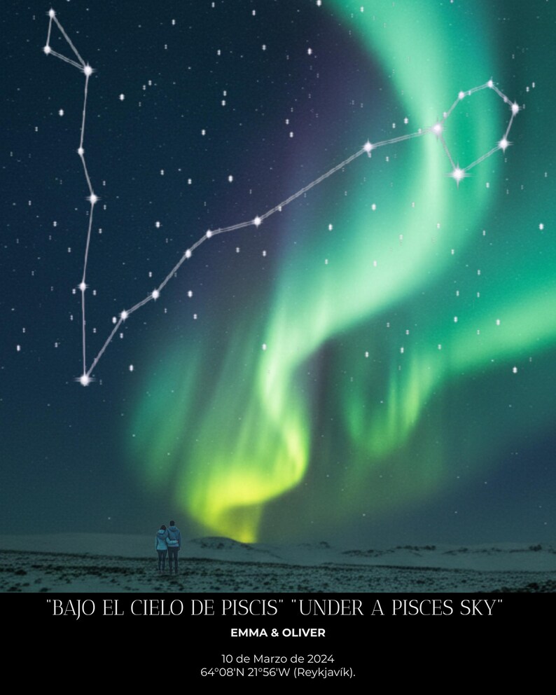 Pisces Custom Star Map, Personalized Anniversary Gift for Couple ...