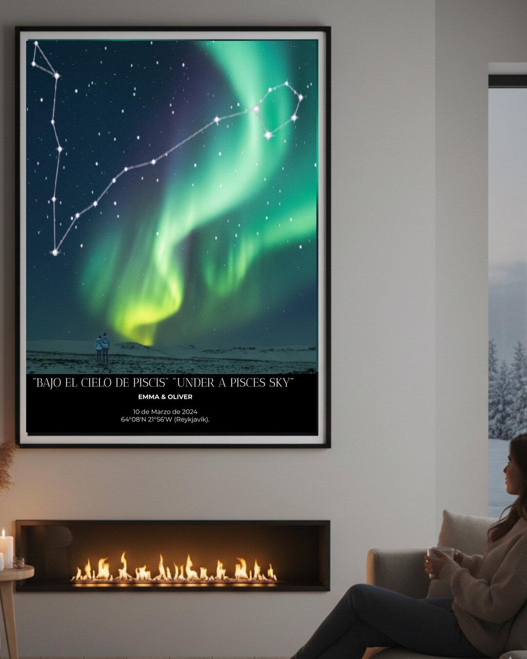 Pisces Custom Star Map, Personalized Anniversary Gift for Couple ...