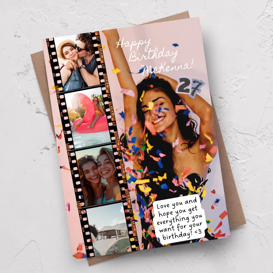 Photo Collage Birthday Card, 4 Sizes Included, Customizable Digital ...