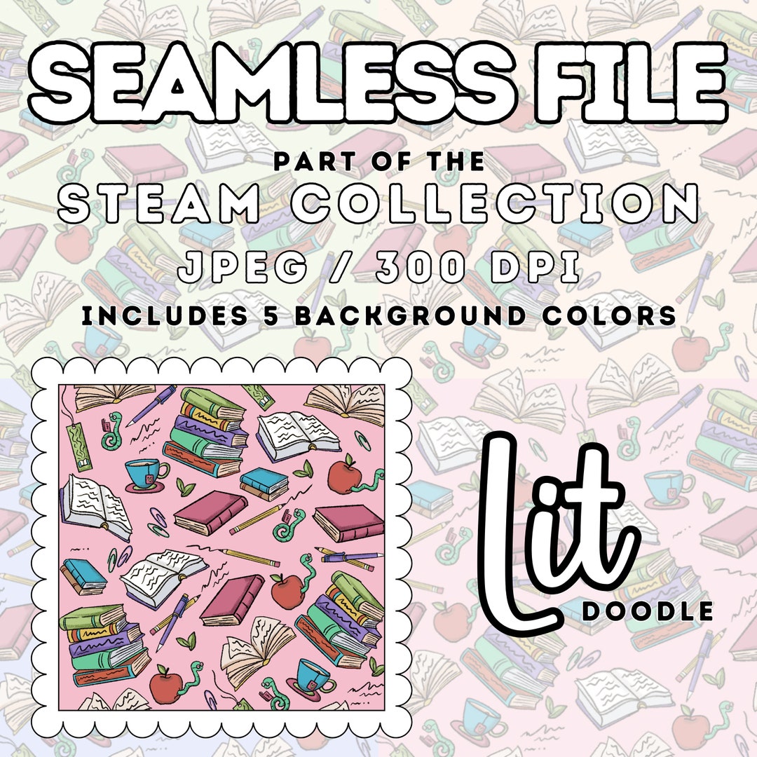 Literature Doodle - Seamless File - Etsy