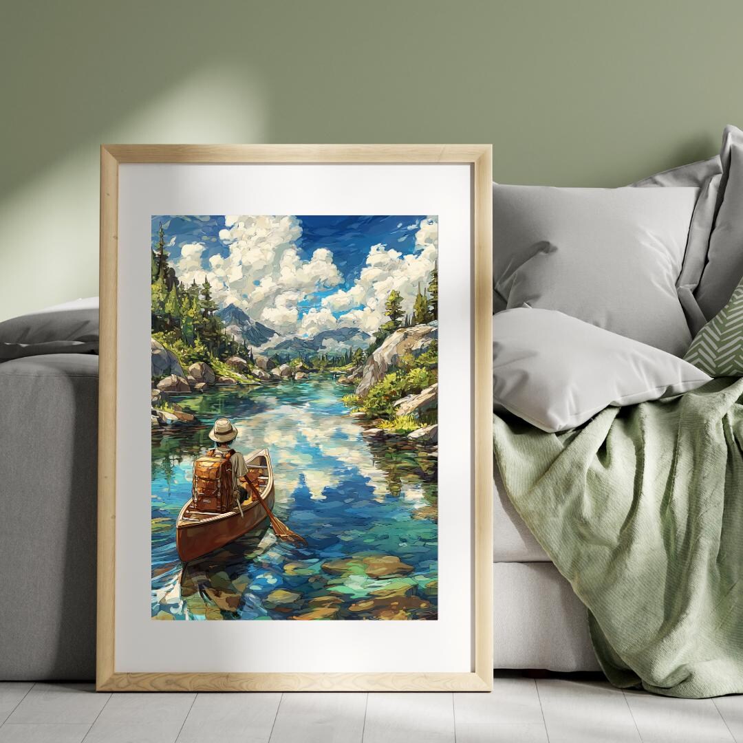 Adventure Landscape Poster | Mountain Lake Art Print | Nature Travel ...