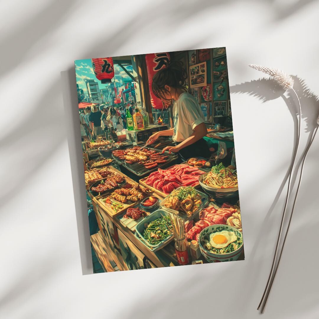 Japanese Street Food Poster | Tokyo Market Art Print | Colorful Japan ...
