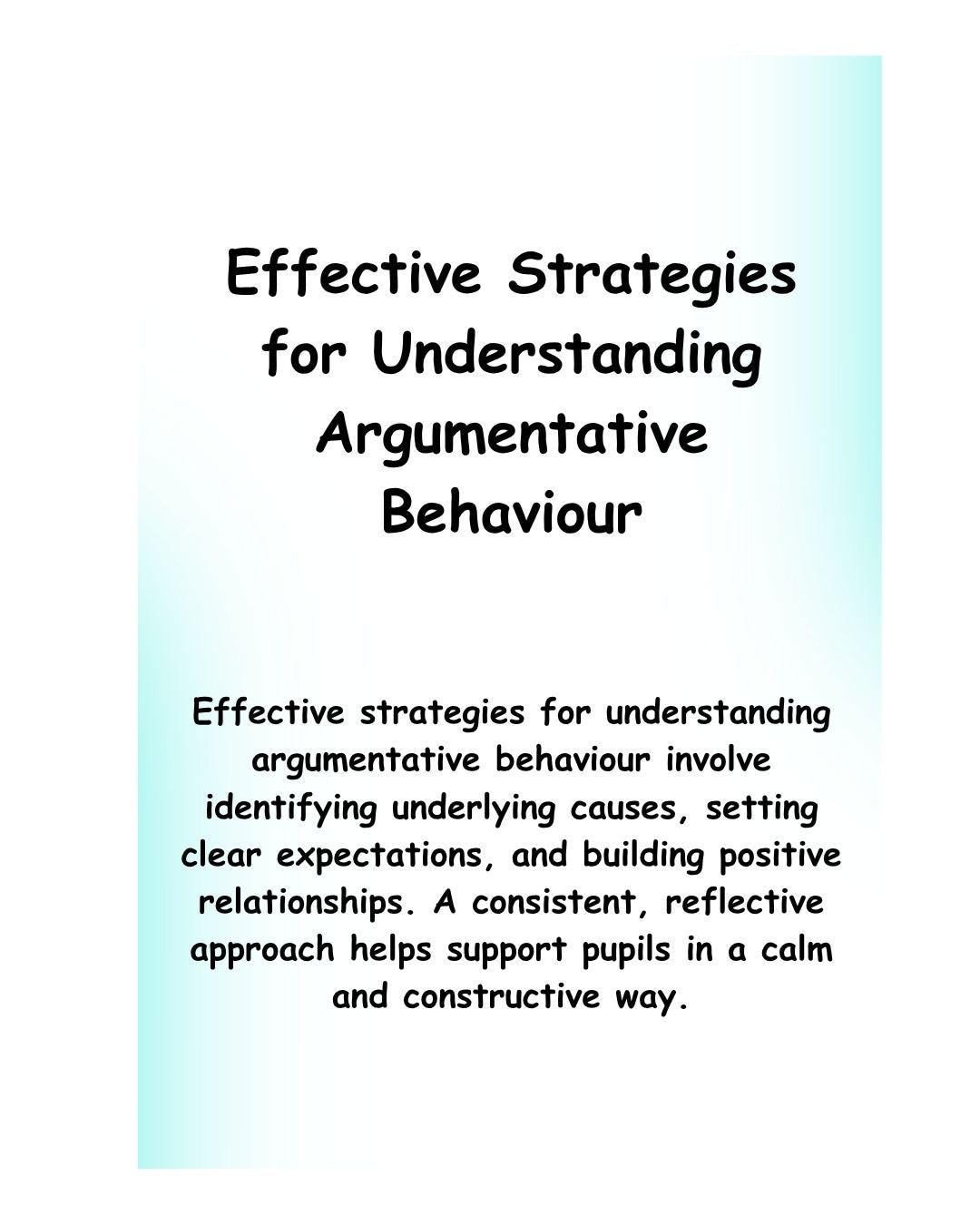 Understanding Argumentative Behaviour Guide | Effective Strategies for ...
