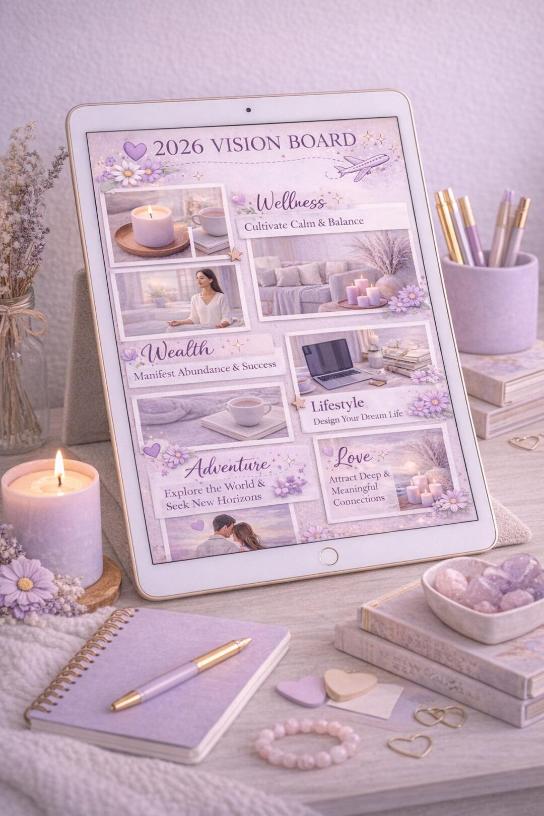 2026 Vision Board Printable | Digital Vision Board | Lavender Aesthetic ...