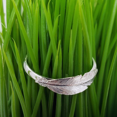 Fan and Feather Stacking Ringsolid Sterling Silver Engraved - Etsy