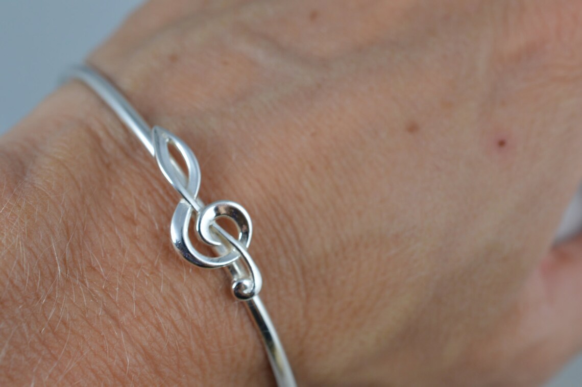 Sterling Silver Treble Clef Bracelet - Etsy