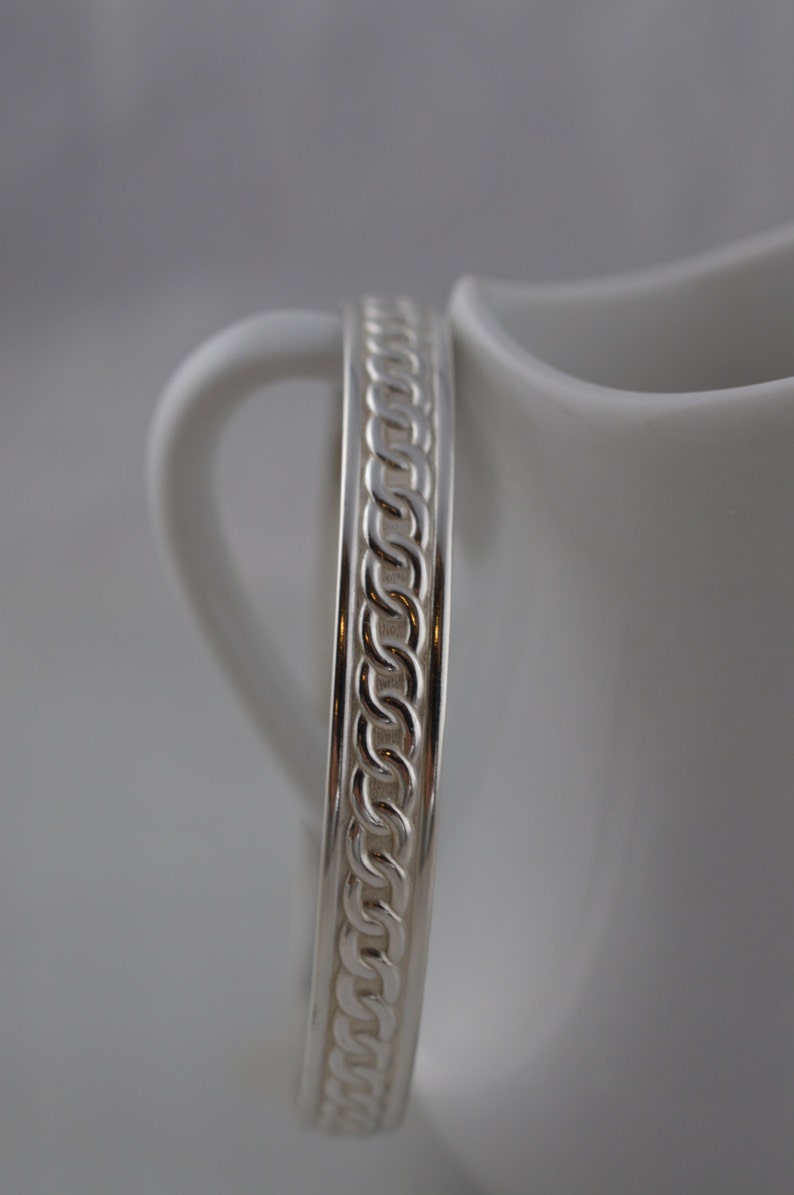 Sterling Silver Chain Pattern Bangle Bracelet - Etsy