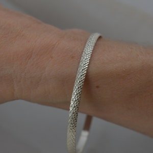 Sterling Silver Pattern Bangle - Snake Skin Pattern Bracelet - Python Bangle - Skinny Stacking ...