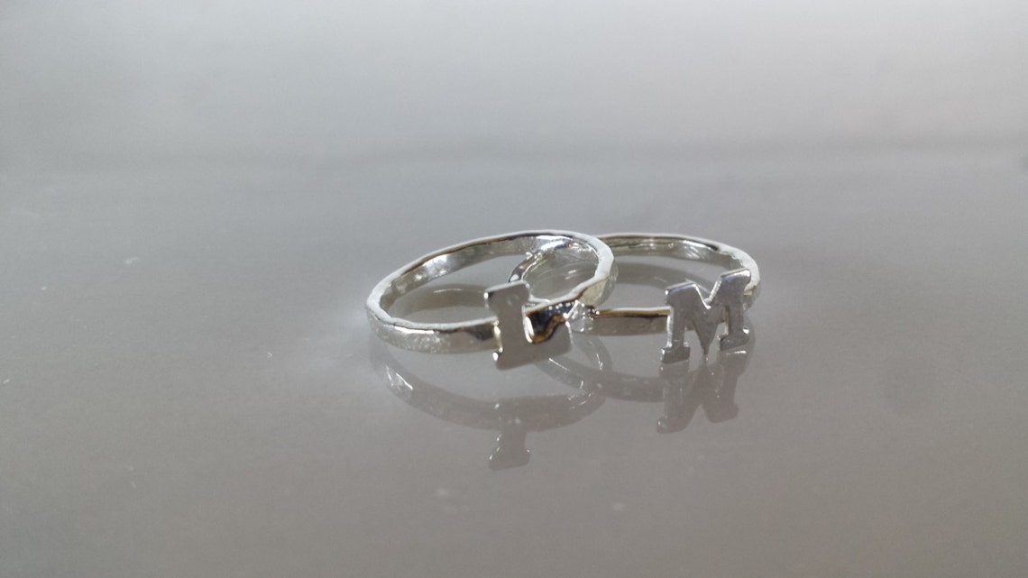 Sterling Silver Initial Ring ONE Custom Letter Stacking Ring - Etsy