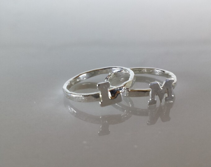 Sterling Silver Initial Ring - ONE Custom Letter Stacking Ring - Etsy